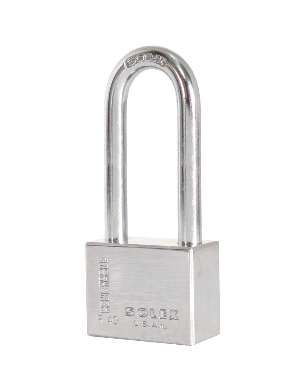 NO. R40CRXL LONG SHACKLE CHROME PADLOCK 40 MM H.D.