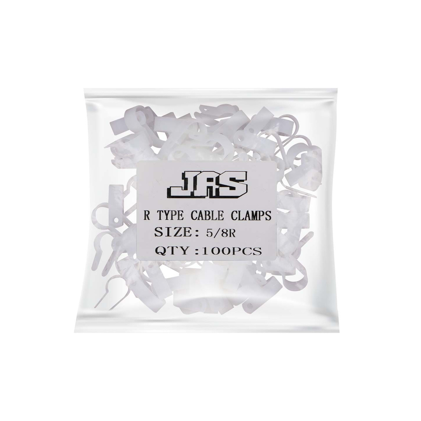 JAS R TYPE CABLE CLAMS WHITE 5/8 100PCS