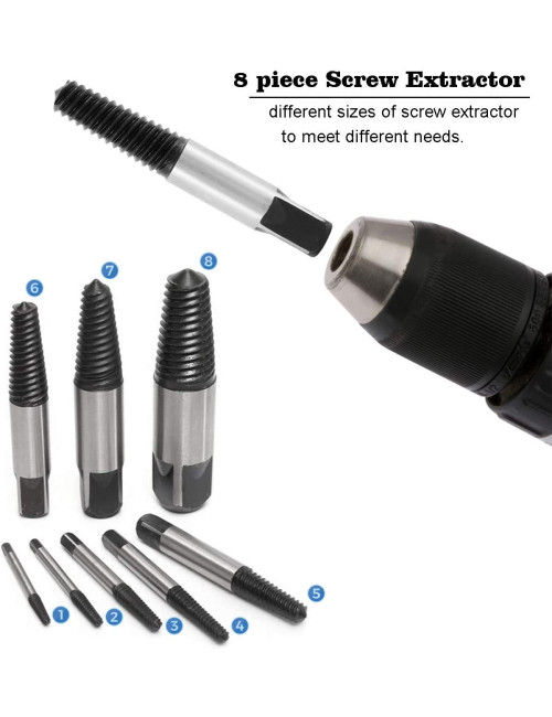SCREW EXTRACTOR 8 PCS/SET