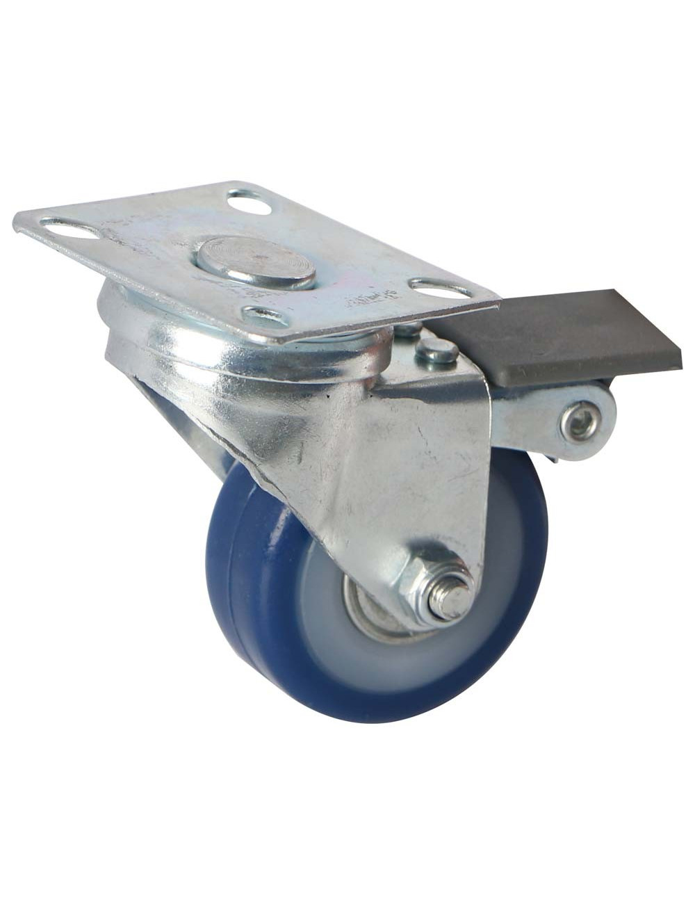 057050 CASTER WHEEL BLUE SWIVEL W/ BRAKE 2" H.D