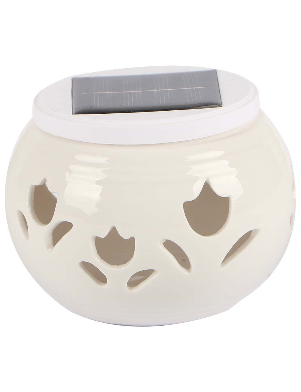 2137 SOLAR GARDEN TABLE LIGHT CERAMICS, WHITE 2 IN 1 100×75MM