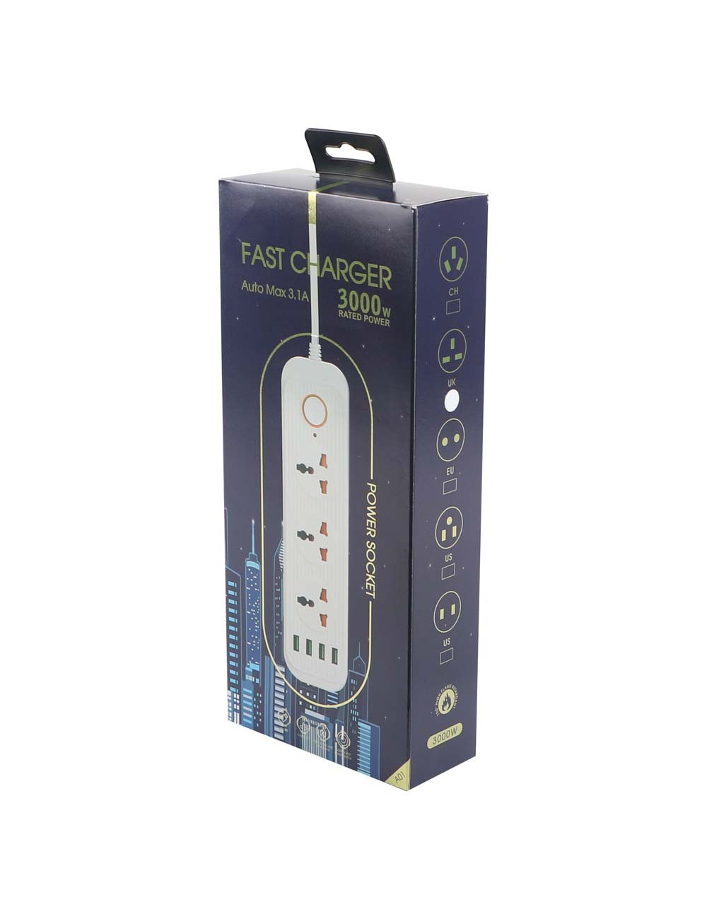 A01 POWER SOCKET 3 WAY 4 USB POINTS