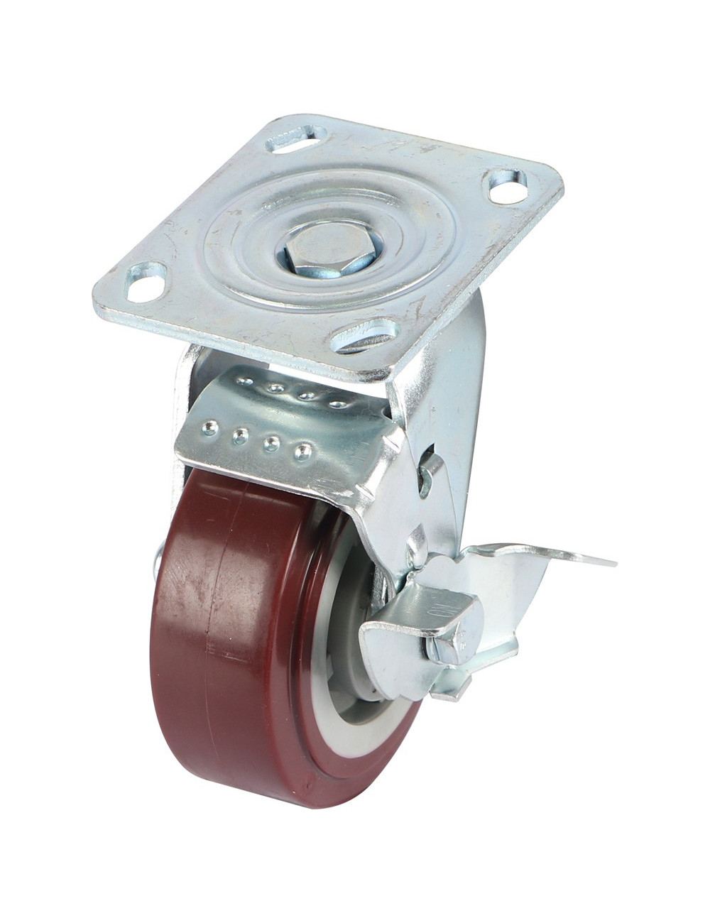 090125 CASTER WHEEL RED SWIVEL WITH BRAKE 5"