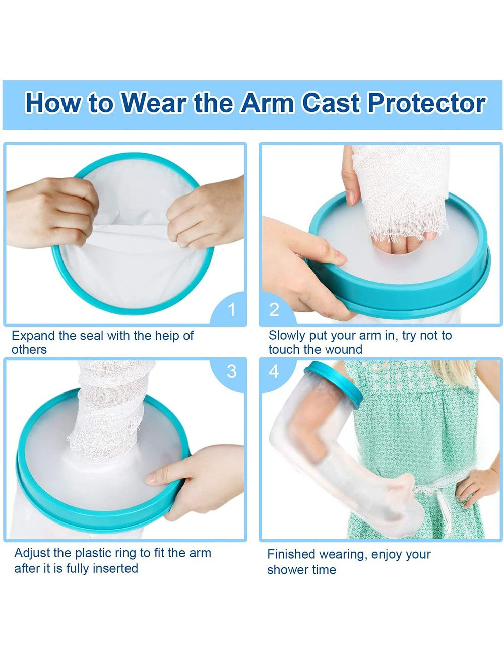 C450635 WATERPROOF CAST/BANDAGE PROTECTOR ADULT LONG ARM 450*635MM