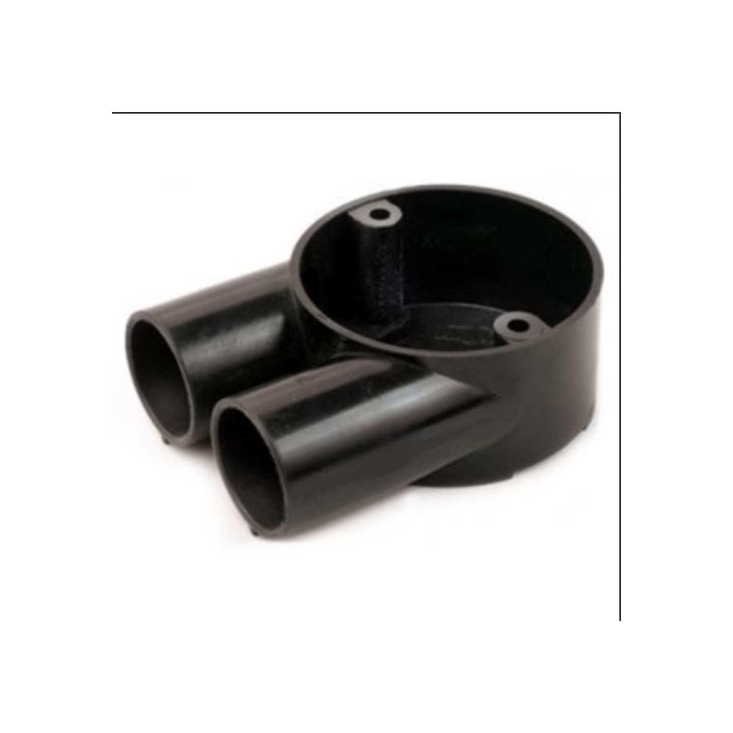 KHARAFI PLASTIC ELECTRIC FITTING JUNCTION ROUND BOX 1" U TYPE 2WAY BLACK