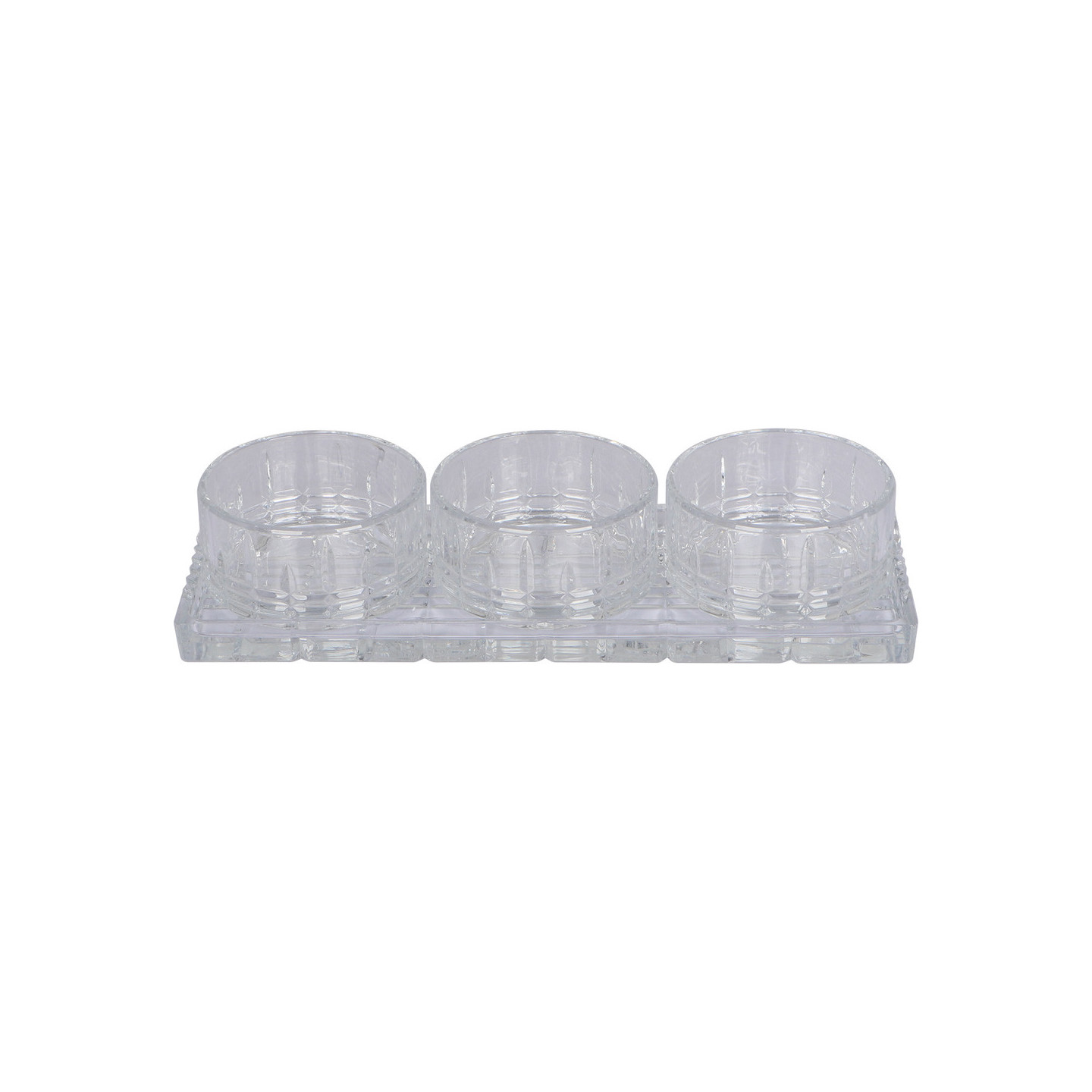 4 Pcs Condiment Set (3 Pcs Glass Bowls + 1 Glass Plate)