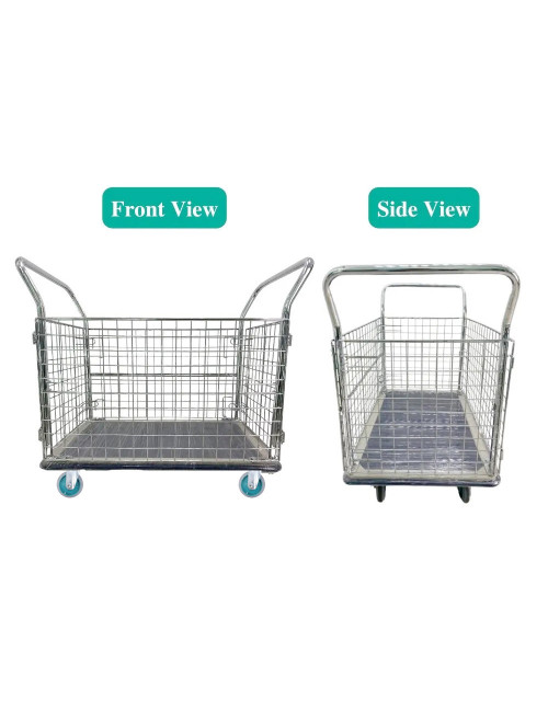 MM307 PLATFORM TROLLEY DOUBLE WITH FOUR SIDE NETTING 300 KG