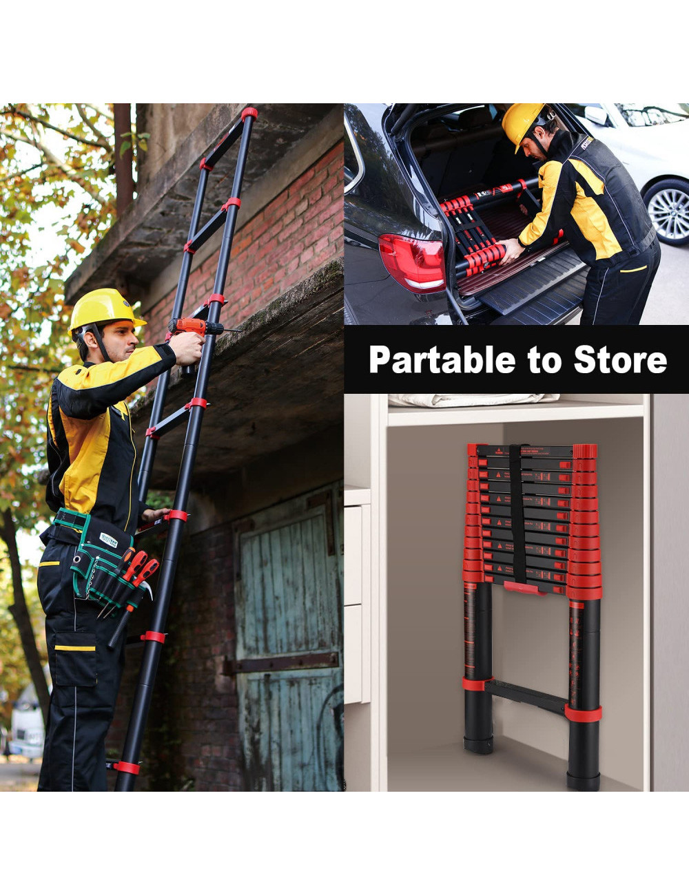 YL-308F ALUMINIUM TELESCOPIC EXTENSION LADDER 3.8 MTR
