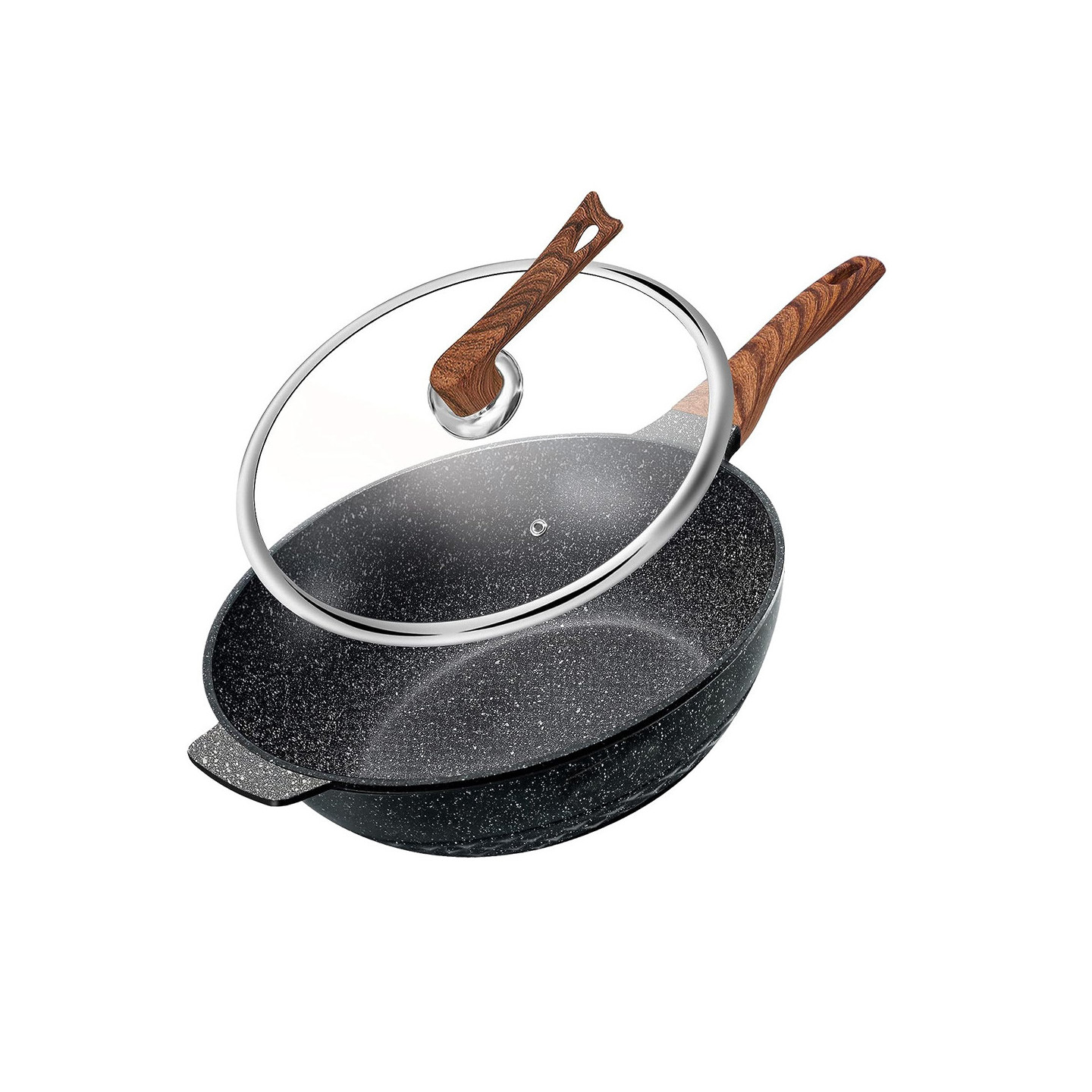 LARGE FRYING PAN WITH BLACK LID