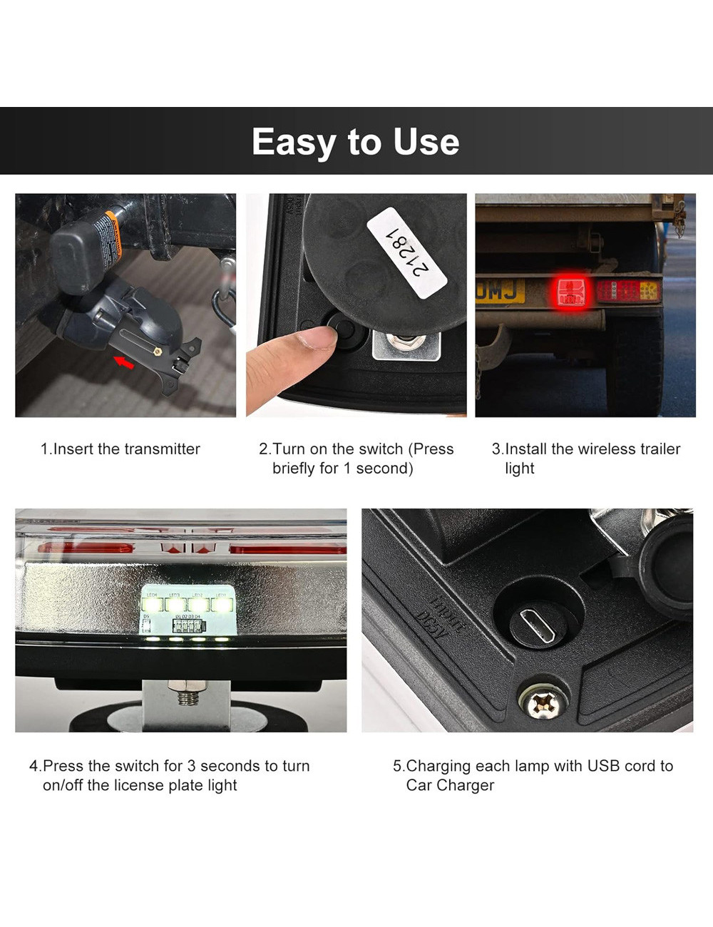 T212 WIRELESS TRAILER LIGHT KIT فلشر سيارة تحذيري موديل امريكي