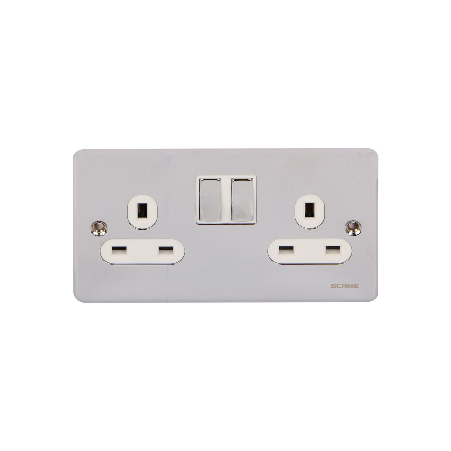 PCW SCAME MODERNA DOUBLE SOCKET 13AMP CHROME