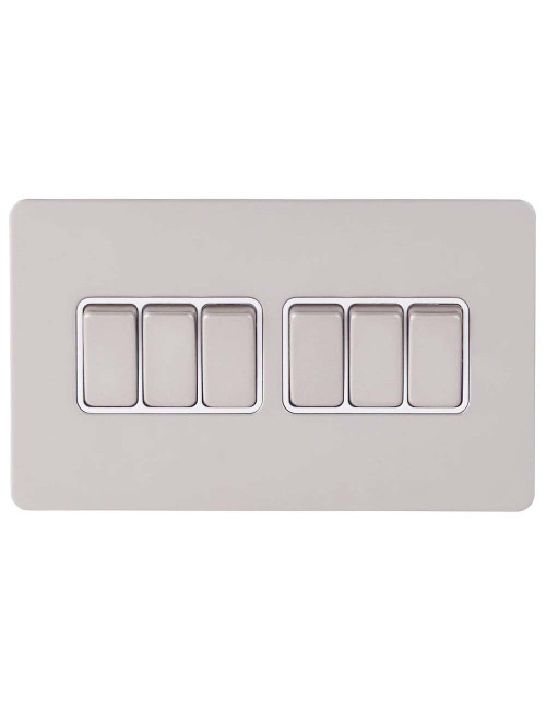 SCW S/L SCAME MODERNA 6 GANG SWITCH CHROME