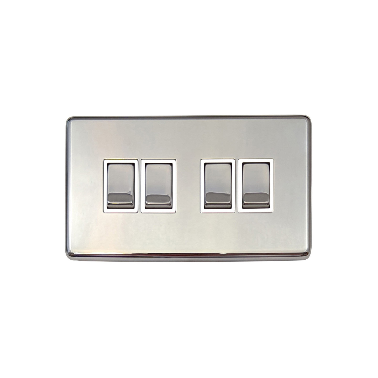 SCW S/L SCAME MODERNA 4 GANG SWITCH CHROME