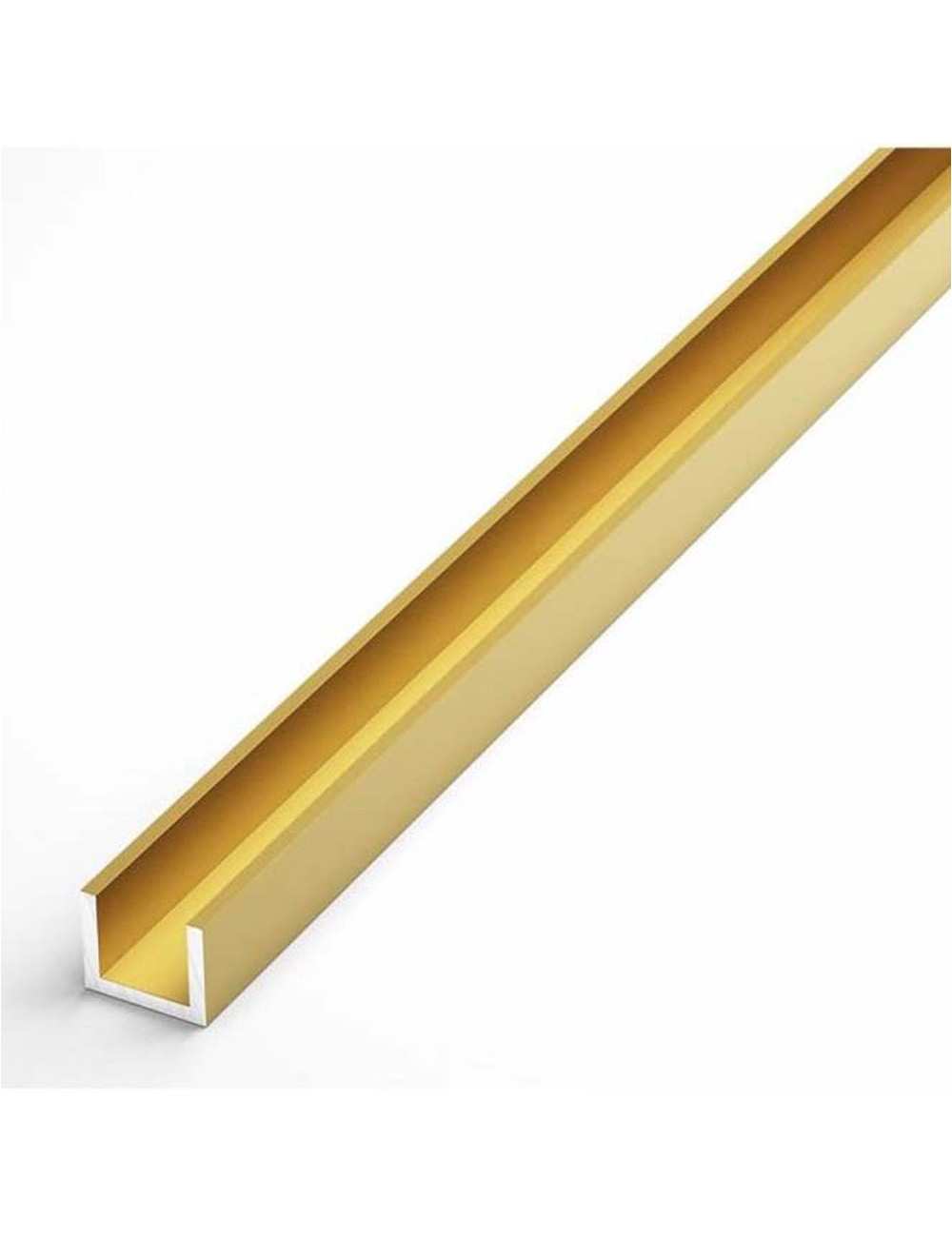 ALUMINIUM U CHANNEL 8 X 8 MM 2.7 MTR GLOSS GOLD