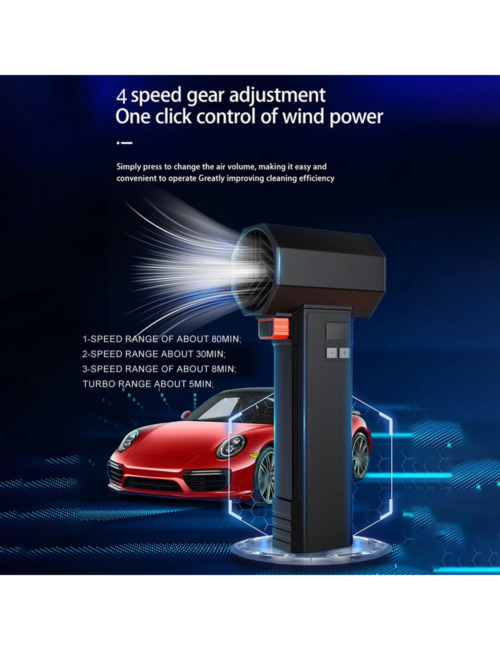 TF64 RECHARGABLE VIOLENT TURBOFAN WITH LED LAMP
