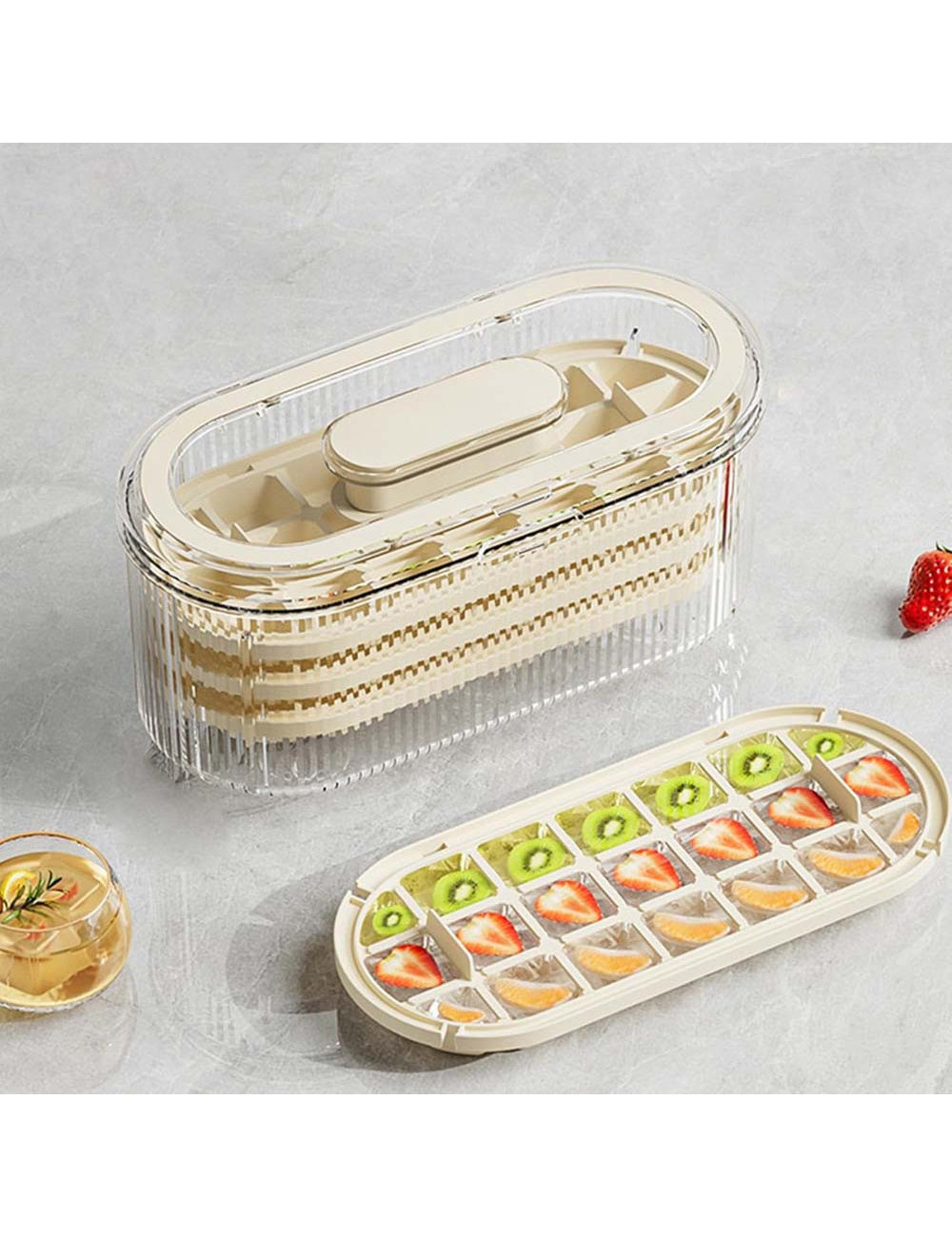 LZH-053 ICE GRIDE BOX SINGLE TRAY CREAM COLOR