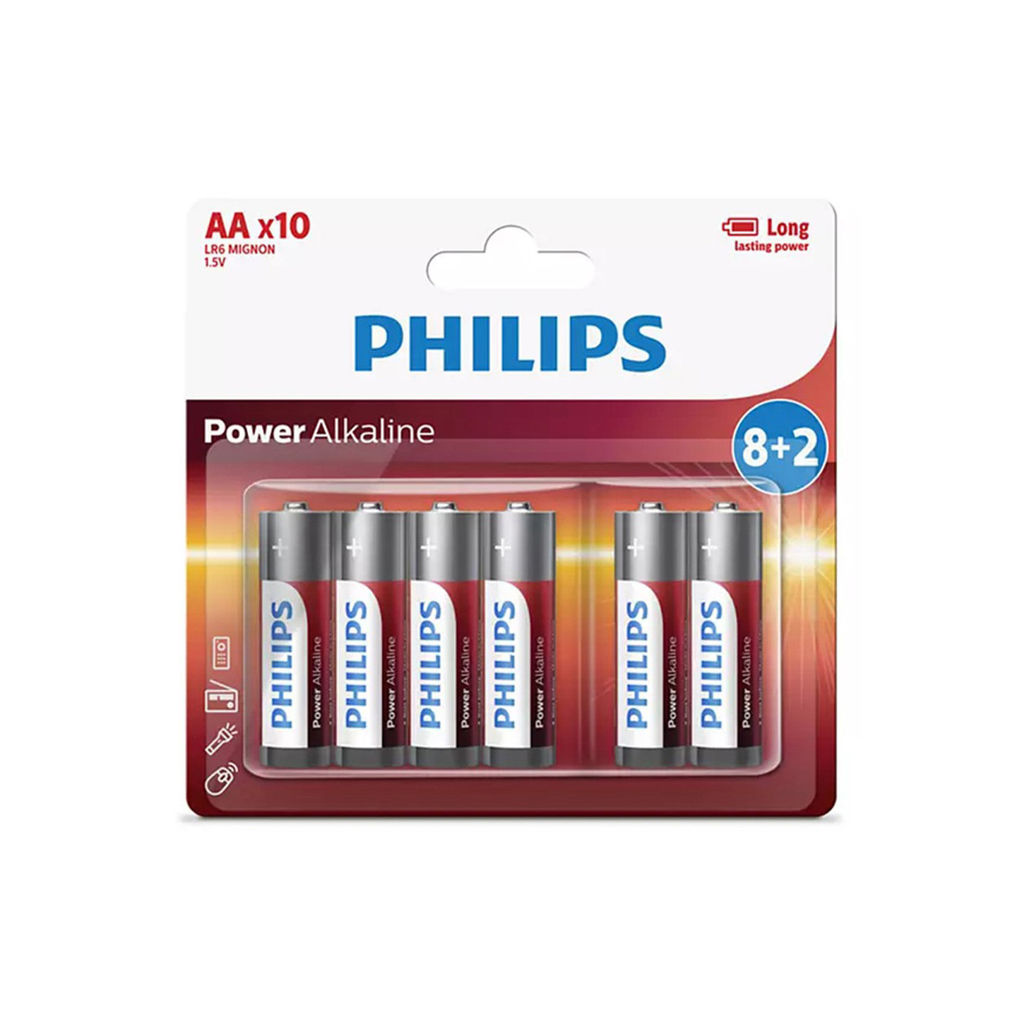 PHILIPS BATTERY ALKALINE AA PROMO PACK (8 + 2) BLISTER