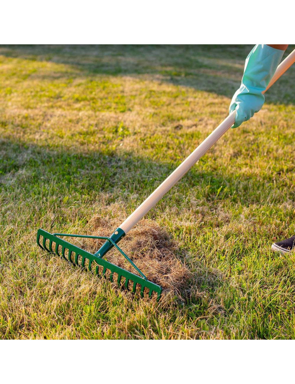 G01N1E METAL RAKE W/ WOODEN HANDLE 48" x 20T