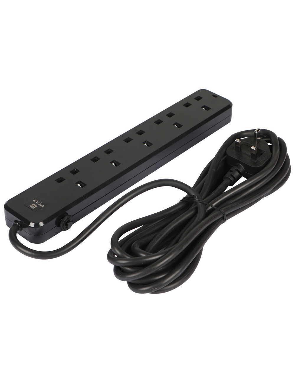 VOLT EXTENSION SOCKET 5WAY X 2MTR BLACK/GREY