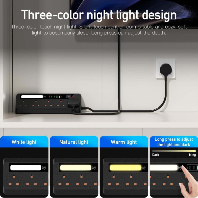 GD-B926 POWER SOCKET 3250W MULTI PORT WITH TORCH LED LAMP