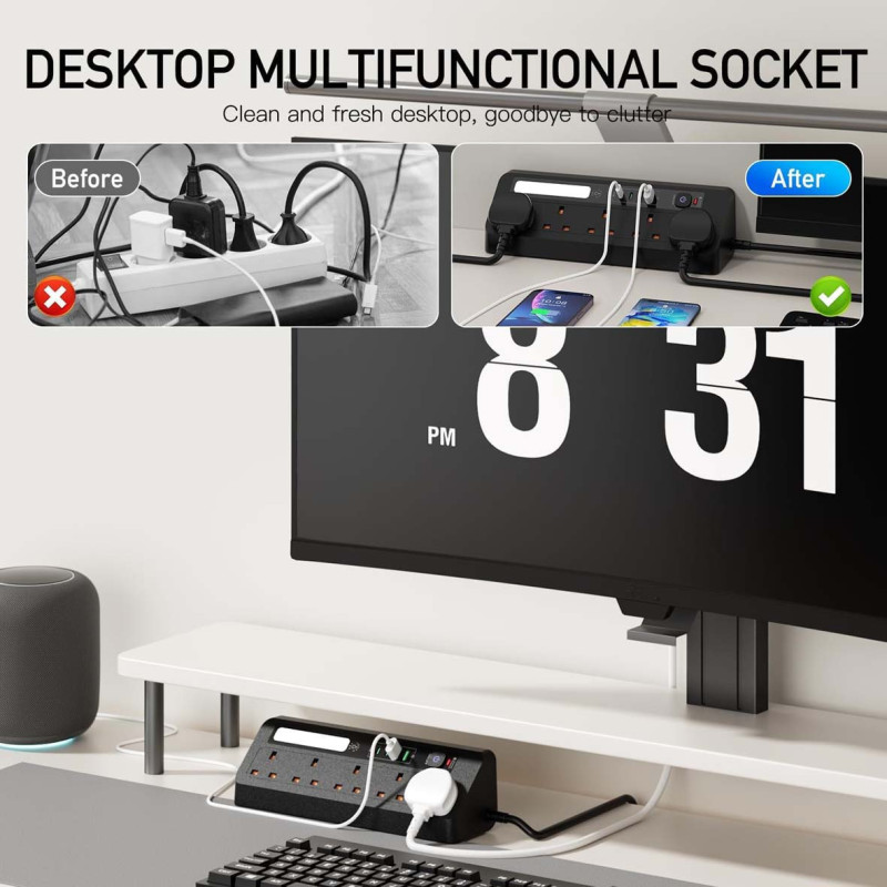 GD-B926 POWER SOCKET 3250W MULTI PORT WITH TORCH LED LAMP