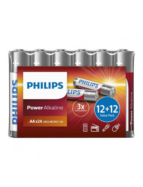 PHILIPS BATTERY ALKALINE AA PROMO PACK (12 + 12) FOIL